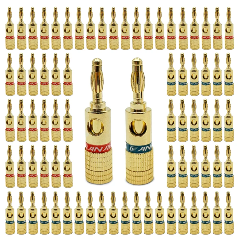 8-40-200Pcs-4mm-Plug-Gold-Plated-Speaker-Cable-Socket-Speaker-Line ...