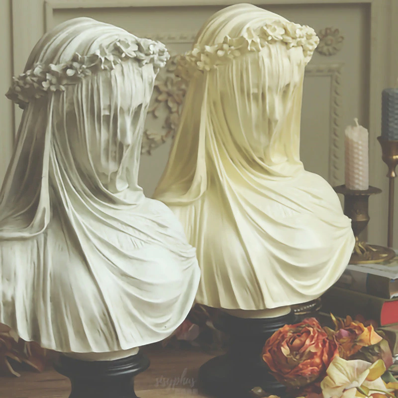The Veiled Lady Gothic Sculpture Bust Cloaked Woman Statue Macabre Art ...