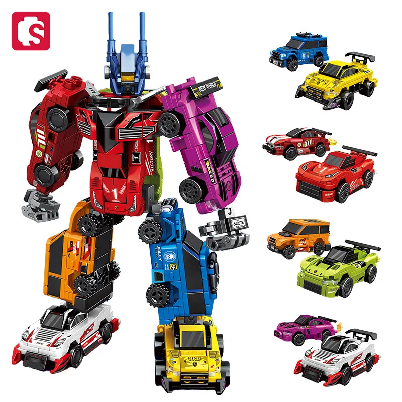 SEMBO 4IN1 Racing Vehicle Transforming Mech Robot Assemblage Building ...