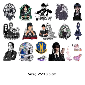 American Movie TV Wednesday Addams Clothing patches thermo-stickers for ...