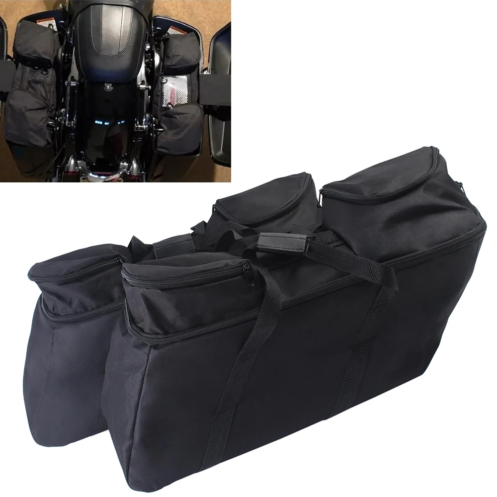 Black-Motorcycle-Saddlebag-Luggage-Soft-Liners-For-Harley-Touring ...