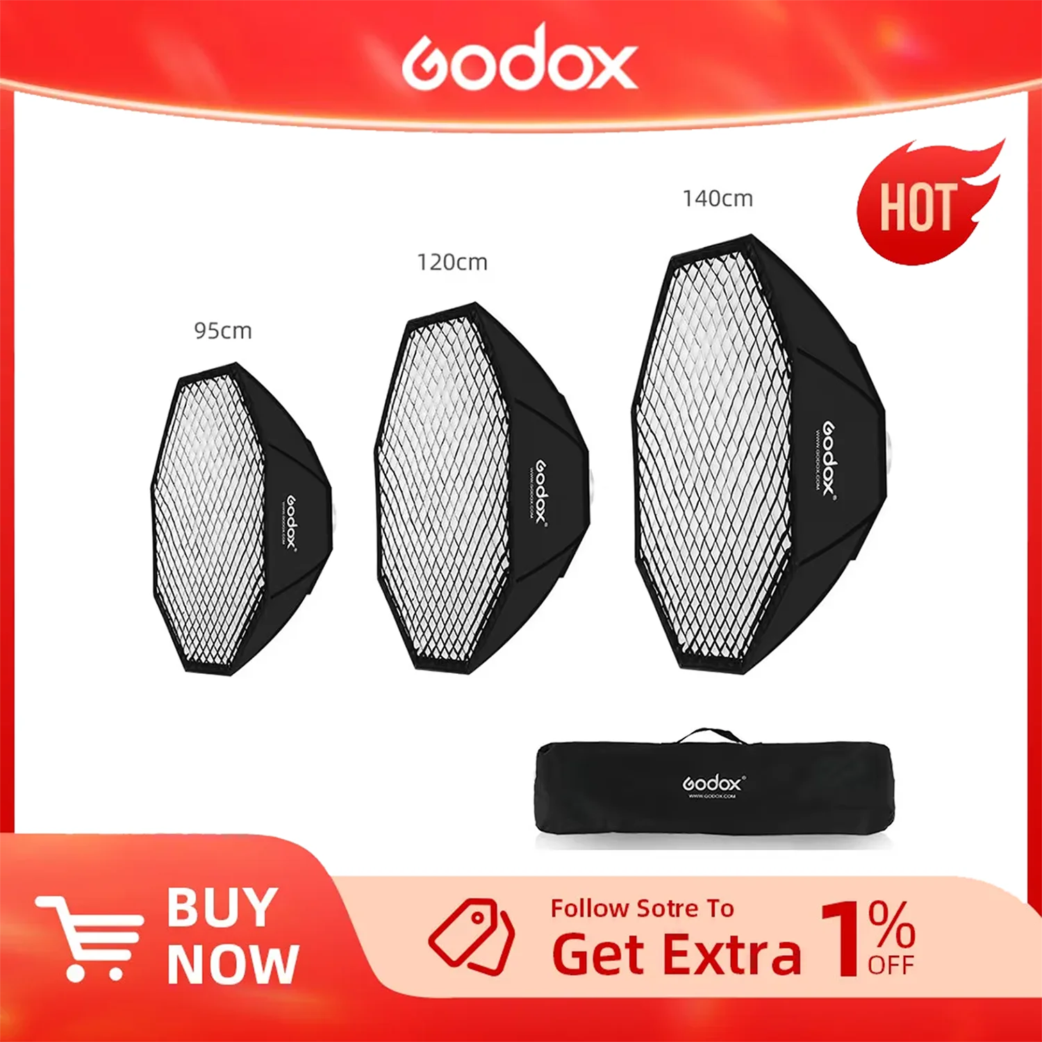 Godox-95cm-120cm-140cm-Studio-Octagon-Honeycomb-Grid-Softbox-Reflector ...