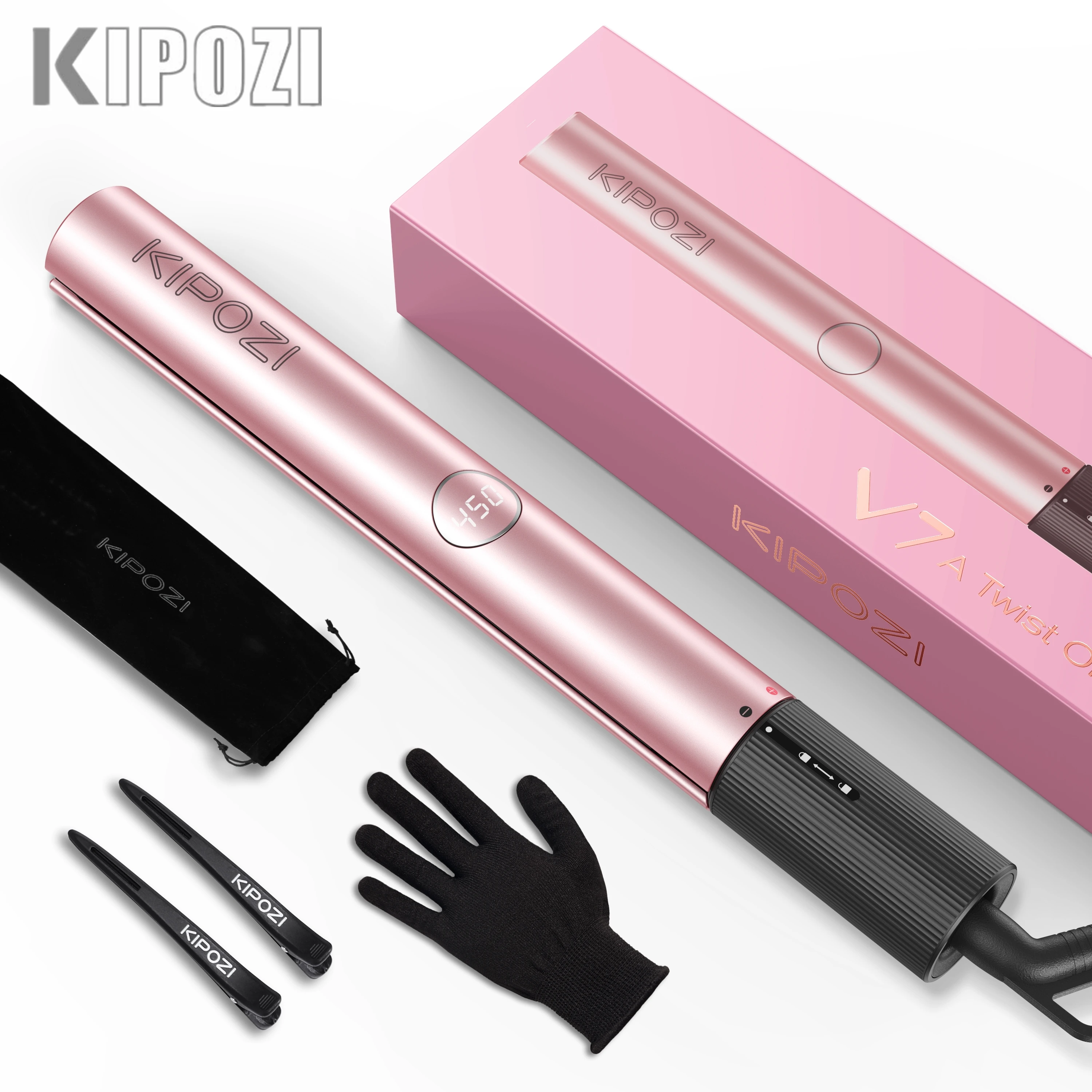 Kipozi Professional Hair Striaghtener Nano Titanium Instant Heating ...