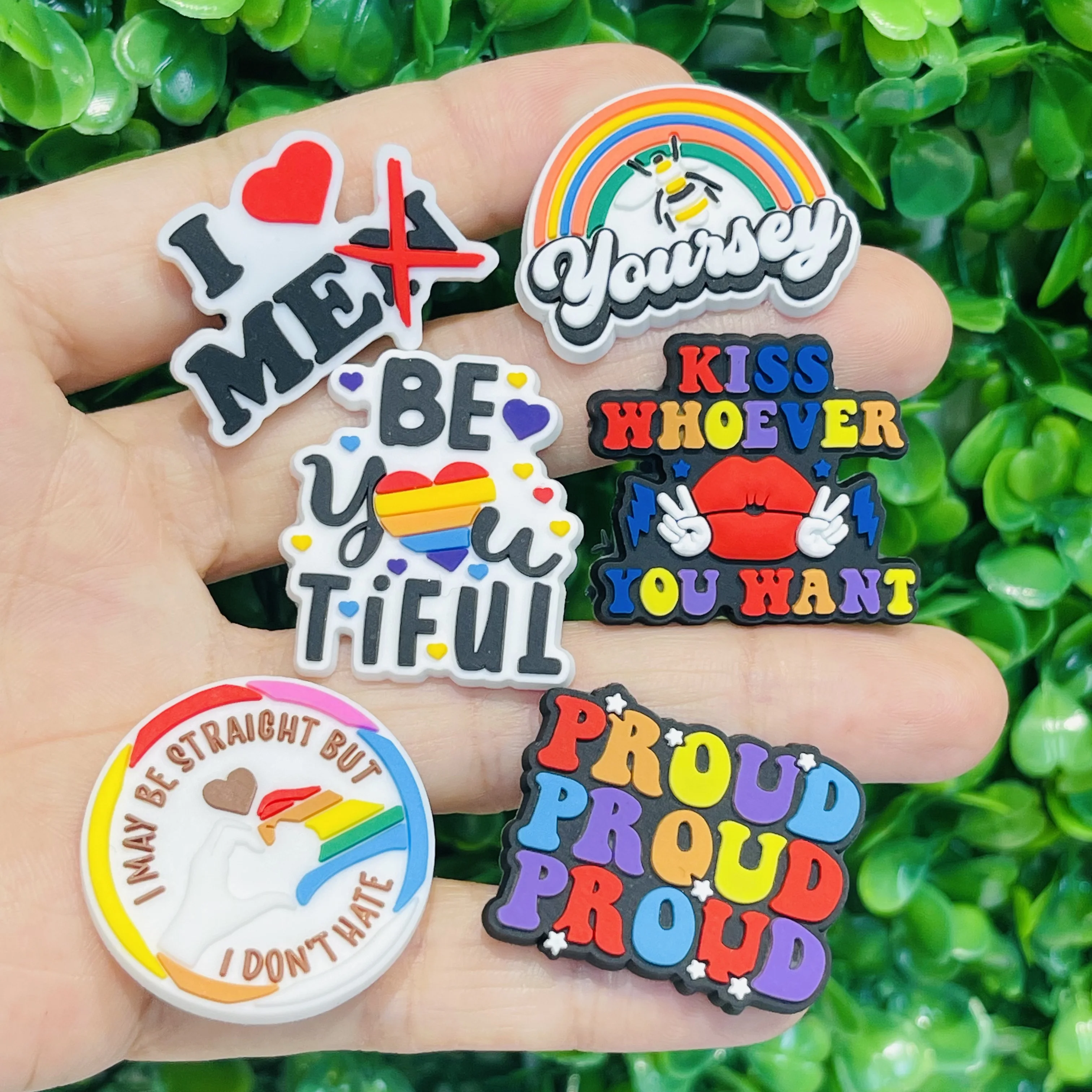 1-6Pcs-Kiss-Whoever-You-Want-Proud-Shoes-Button-Charms-Accessories-PVC ...