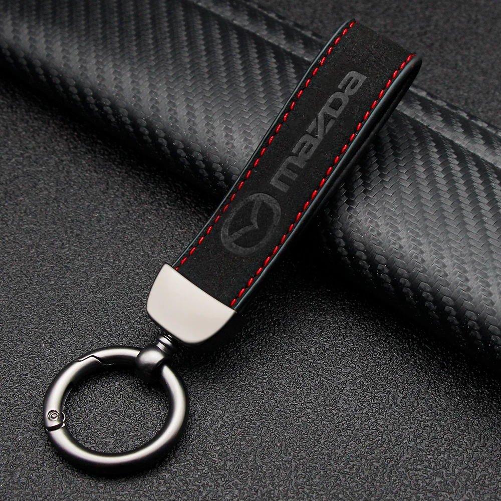 Leather-Car-Keychain-Key-Chain-Rings-Metal-Leather-For-Mazda-2-3-5-6 ...