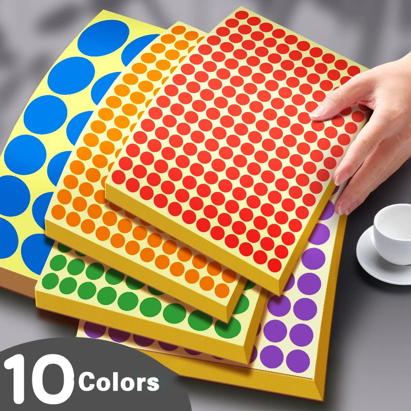 10Sheets-Pack-Mix-Color-Circle-Round-Color-Coded-Adhesive-Label-Dot ...