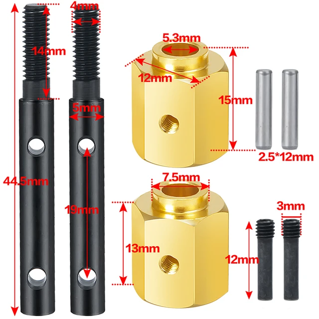 AXSPEED Metal Portal Axle Drive Gear Shaft+Wheel Hub Extended Adapter ...