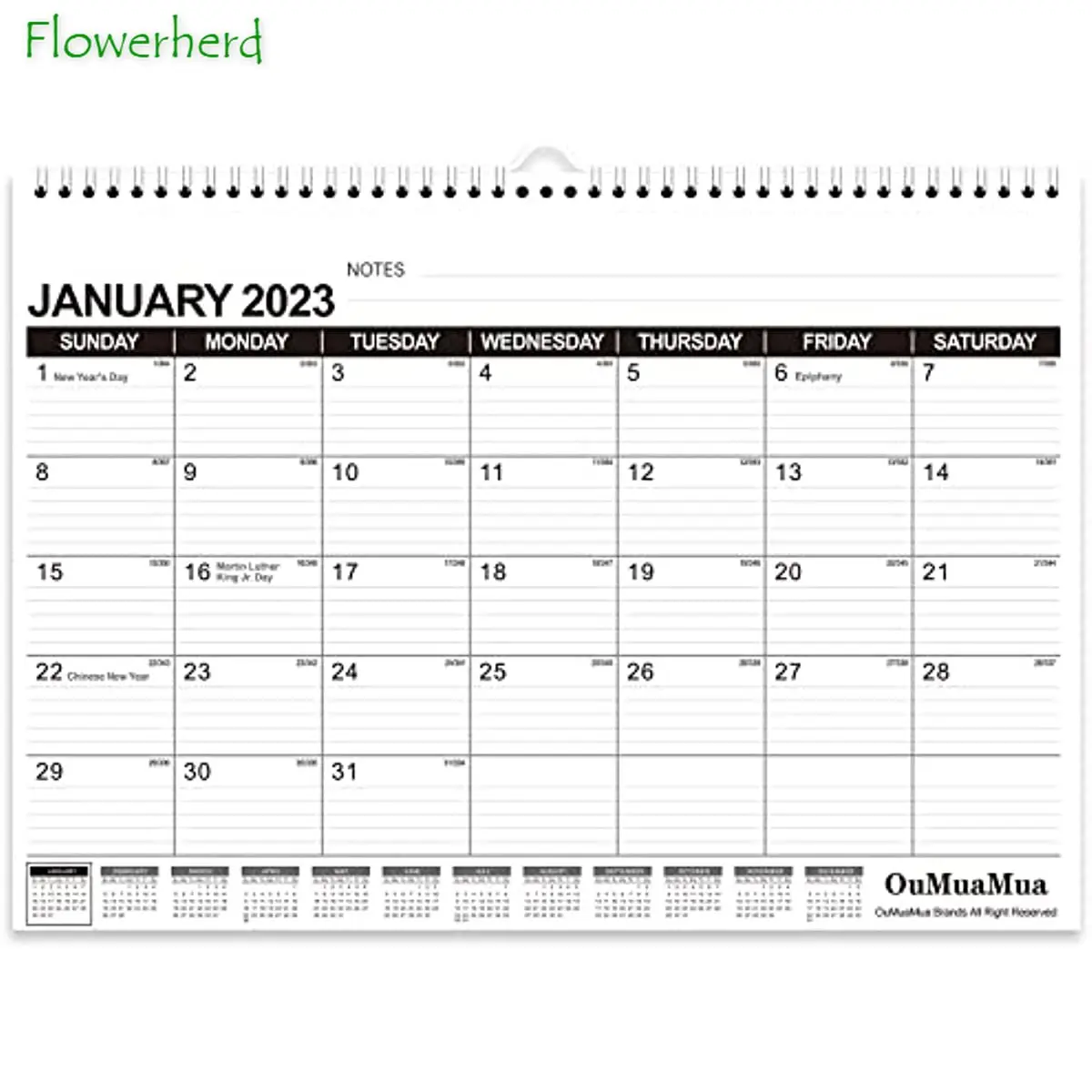 2023-Wall-Calendar-2023-2024-18-Monthly-Calendar-with-Julian-Date-Twin ...