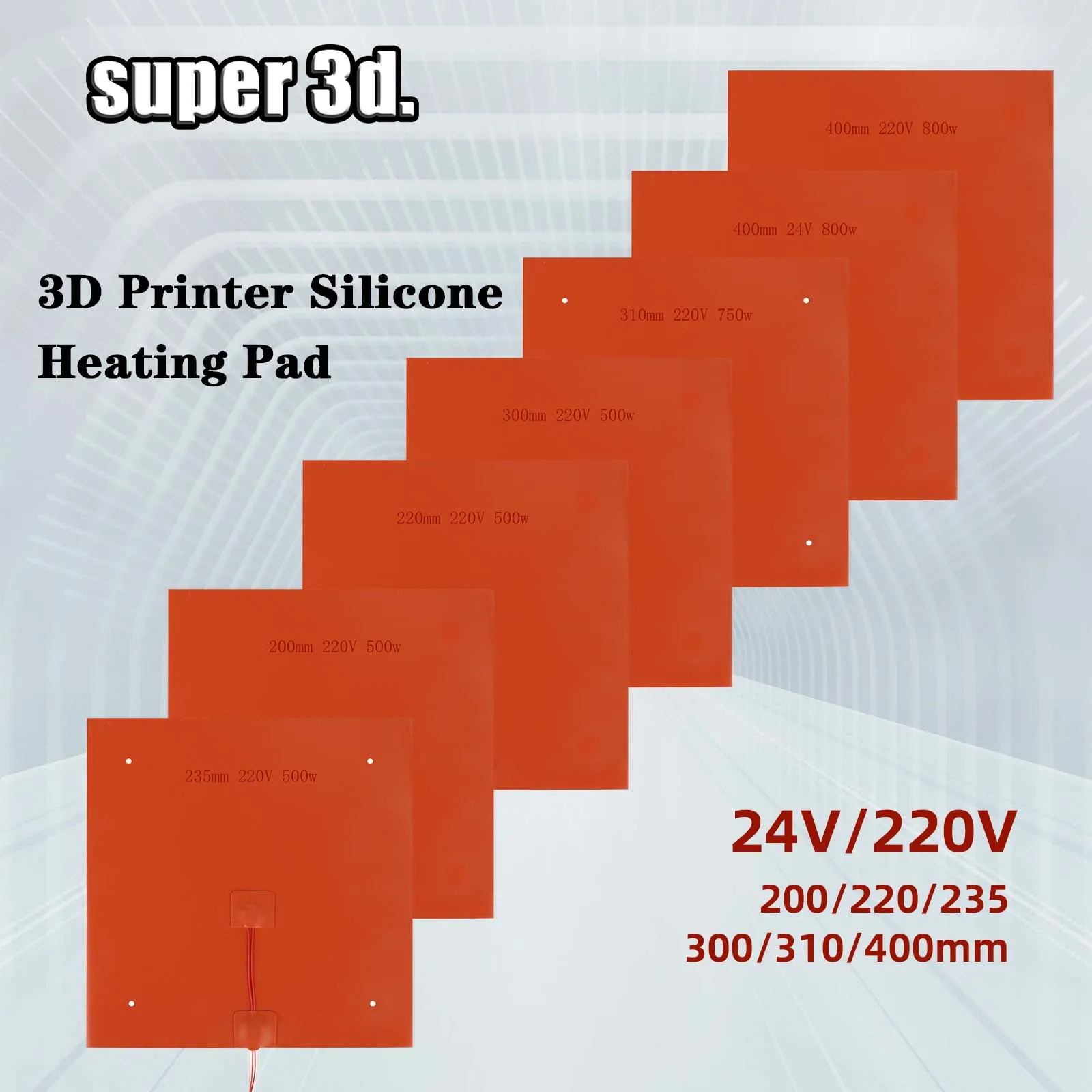 Silicone-Heating-Pad-220V-Heater-Bed-235-300-310-400mm-Waterproof ...