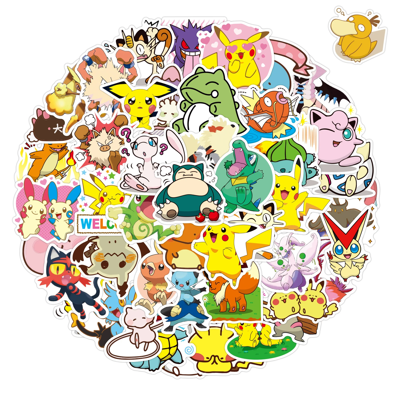 50 Pcs Different Pokemons Pikachu Stickers For Luggage Skateboard Phone ...