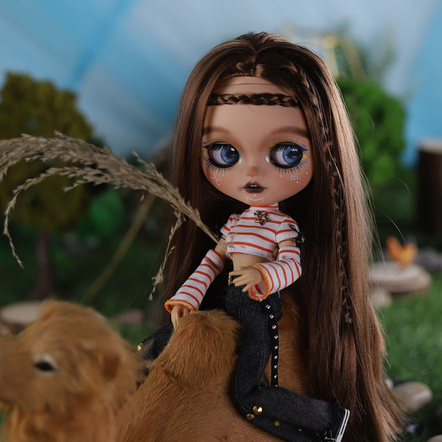 Dallas – Premium Custom Neo Blythe Doll with Brown Hair, Tan Skin ...