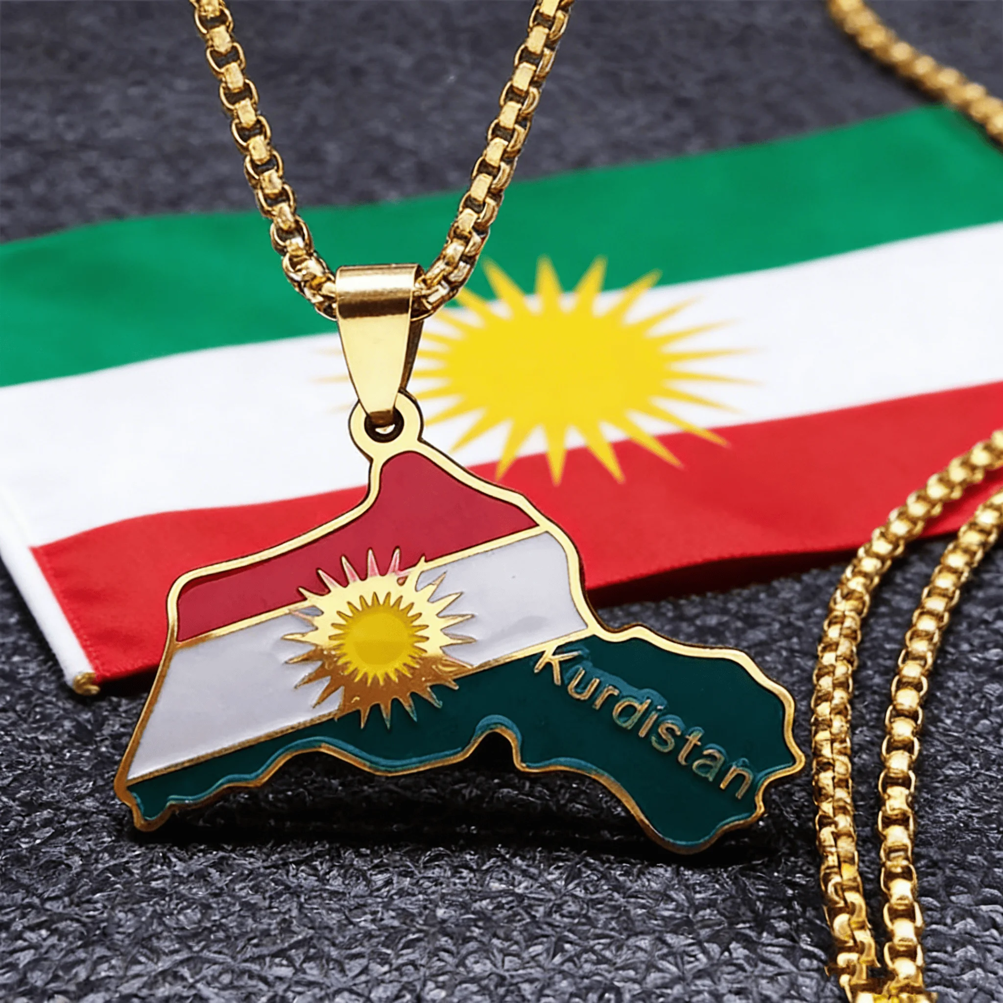 Kurdistan Region Map Necklace for Women Men Chains Stainless Steel ...