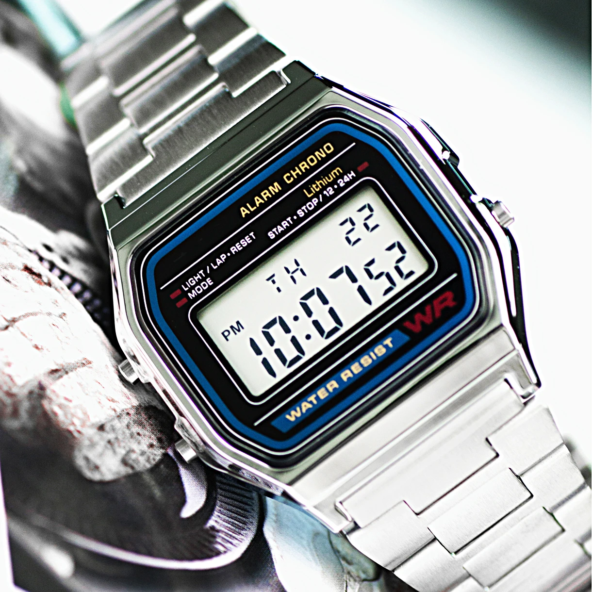 Luxury F91W Steel Band Watch Retro LED Digital Sports Military Watch ...