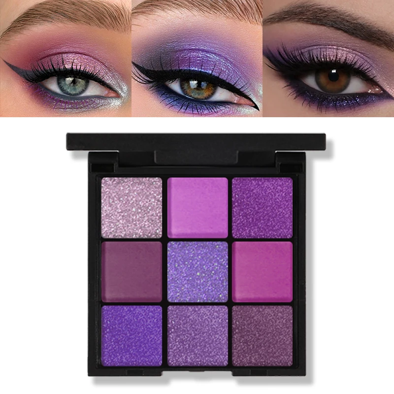 Smoky-Violet-Grey-9-Color-Eyeshadow-Palette-Matte-Shimmer-and-Glitter ...
