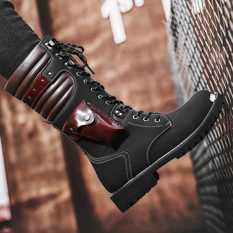 Fashion Beauty Mens Punk Boots | High Mens Boots Rivets | Rivet ...