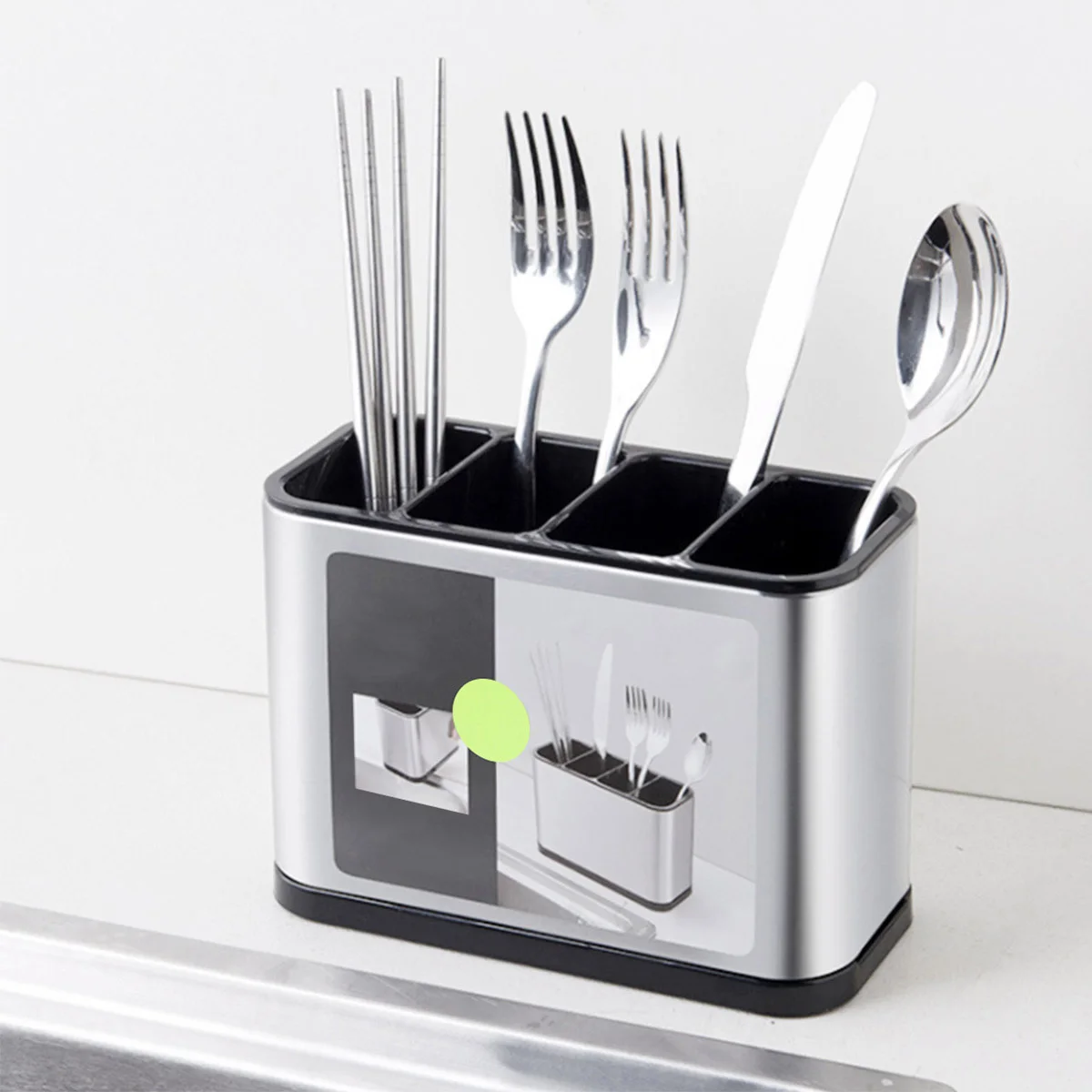 Kitchen-Utensil-Holder-Stainless-Steel-Cutlery-Holder-Large-Capacity ...