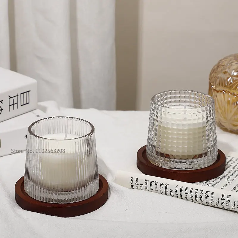 Creative-160ml-Candle-Empty-Glass-Cups-with-Coaster-Heat-Resistant ...