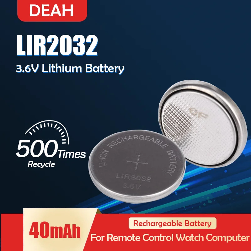 2-10PCS LIR2032 LIR 2032 3.6V Rechargeable Lithium Battery For Watch ...