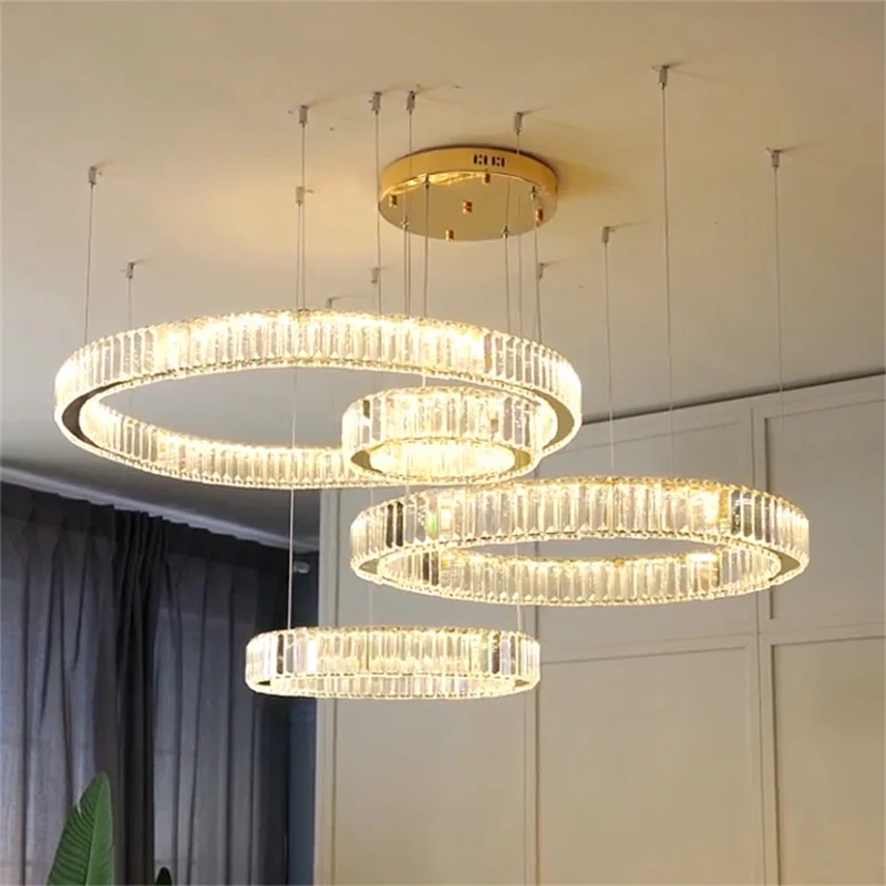 Modern Luxury Crystal LED K9 Chandelier Circle Rings Chandeliers ...