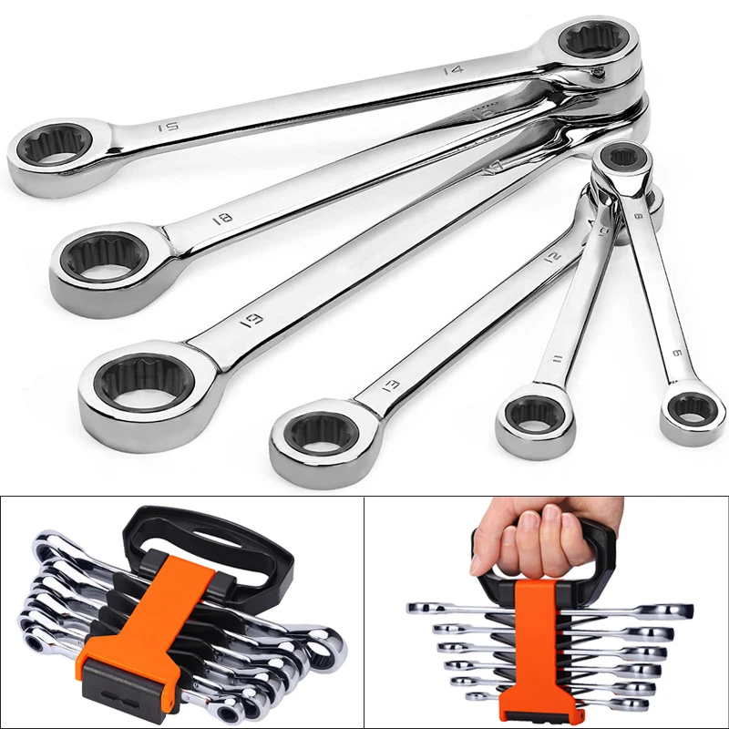 Double Box End Ratcheting Wrench Set,chrome Vanadium Steel Double Head ...