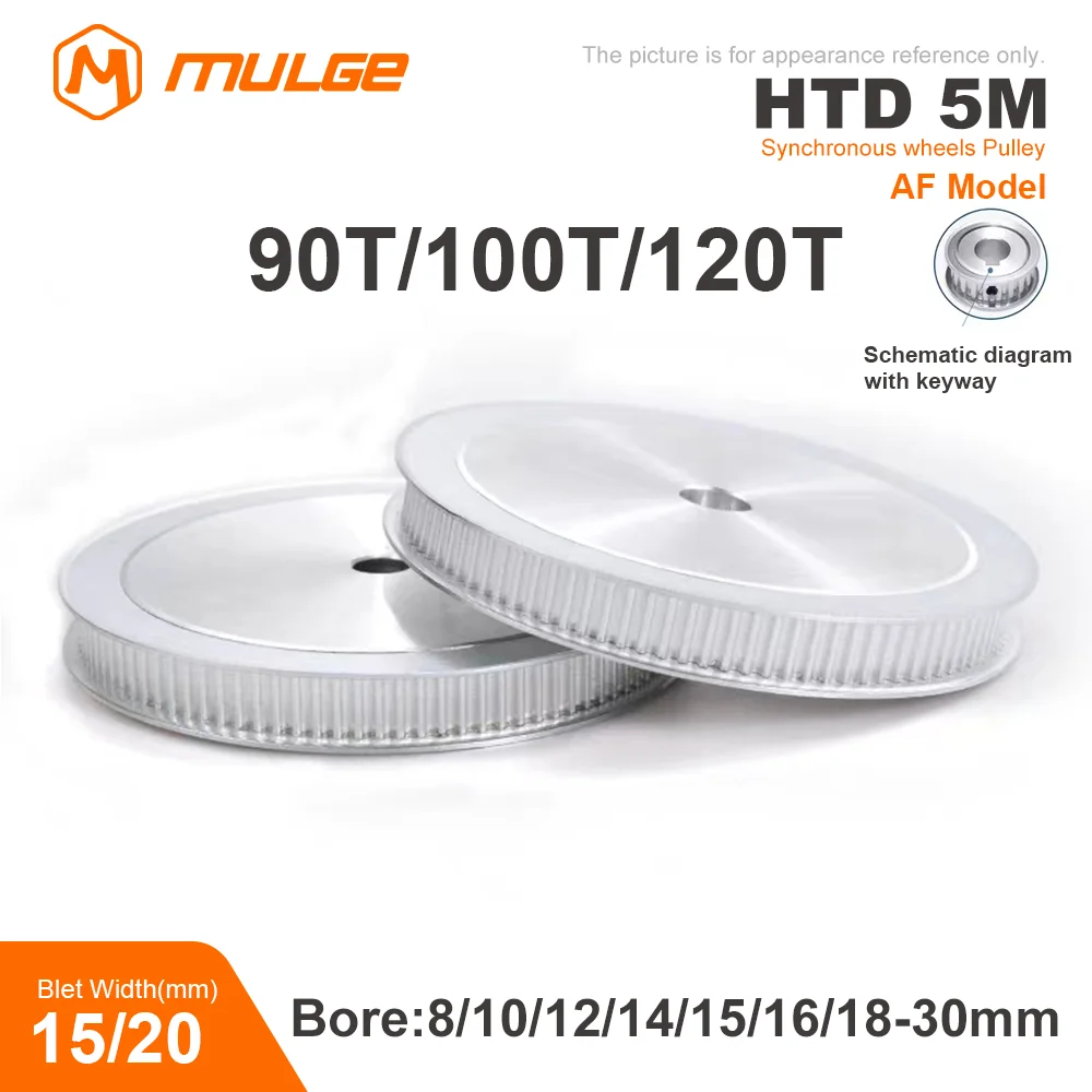 HTD5M-90T-100T-120Teeth-Timing-Pulley-AF-Type-Keyway-Bore-circular-hole ...