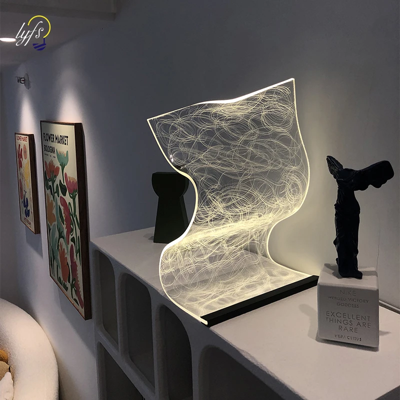Acrylic LED Table Lamp Stepless Dimming USB Charging Touch Switch ...