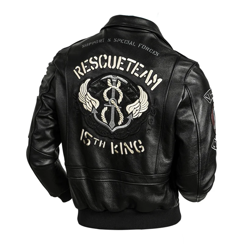 Motorcycle-Classic-Top-Layer-Cowhide-Suit-Men-Black-corium-Bomber ...
