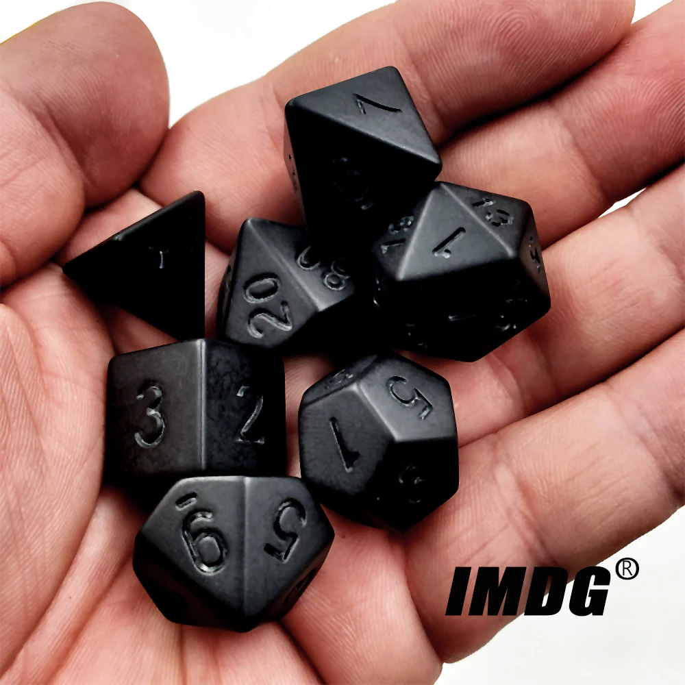 IMDG-7pcs-set-Black-RPG-Dice-Set-New-Personality-Unprinted-Polyhedron ...