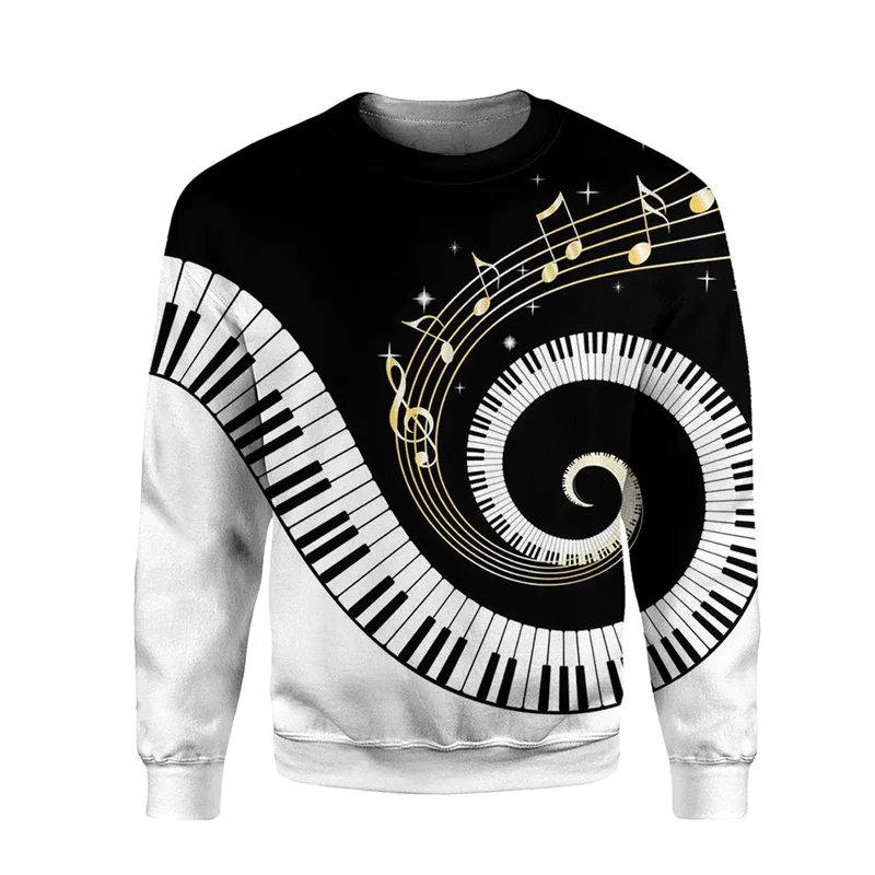 3D Printed Guitar Piano Drums Hoodie Men Muisc Instruments Pattern ...