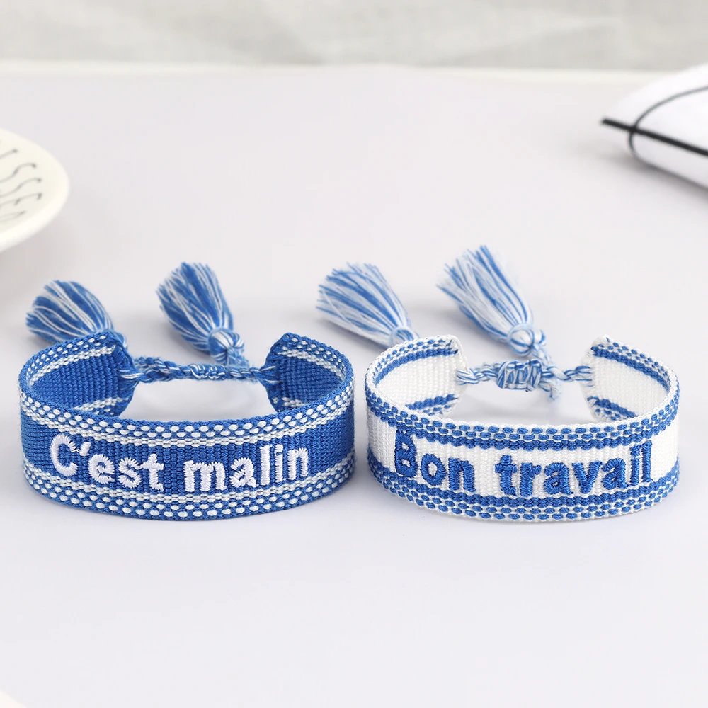 French-Words-Woven-Friendship-Bracelets-Adjustable-Rope-Stackable ...