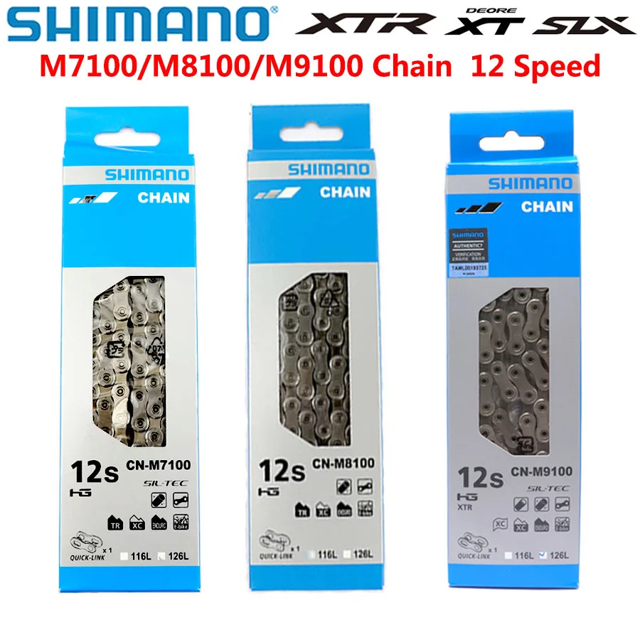 Shimano Chain DEORE SLX XT XTR 12 Speed with Quick Link 116L 118L 126L ...
