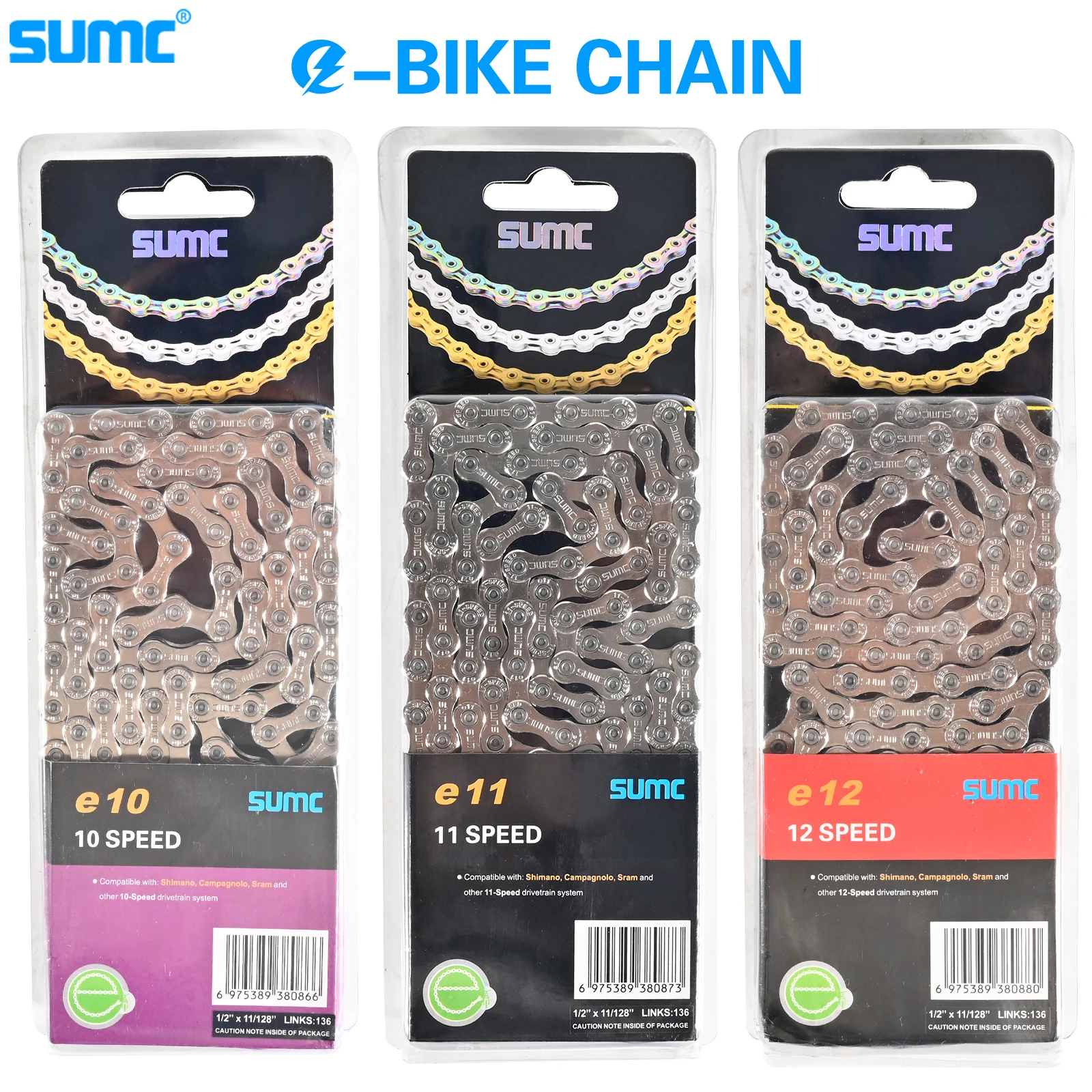 SUMC E-BiKE E8 E9 E10 E11 E12 Chain 8 9 10 11 12 Speeds 136 Links Anti ...