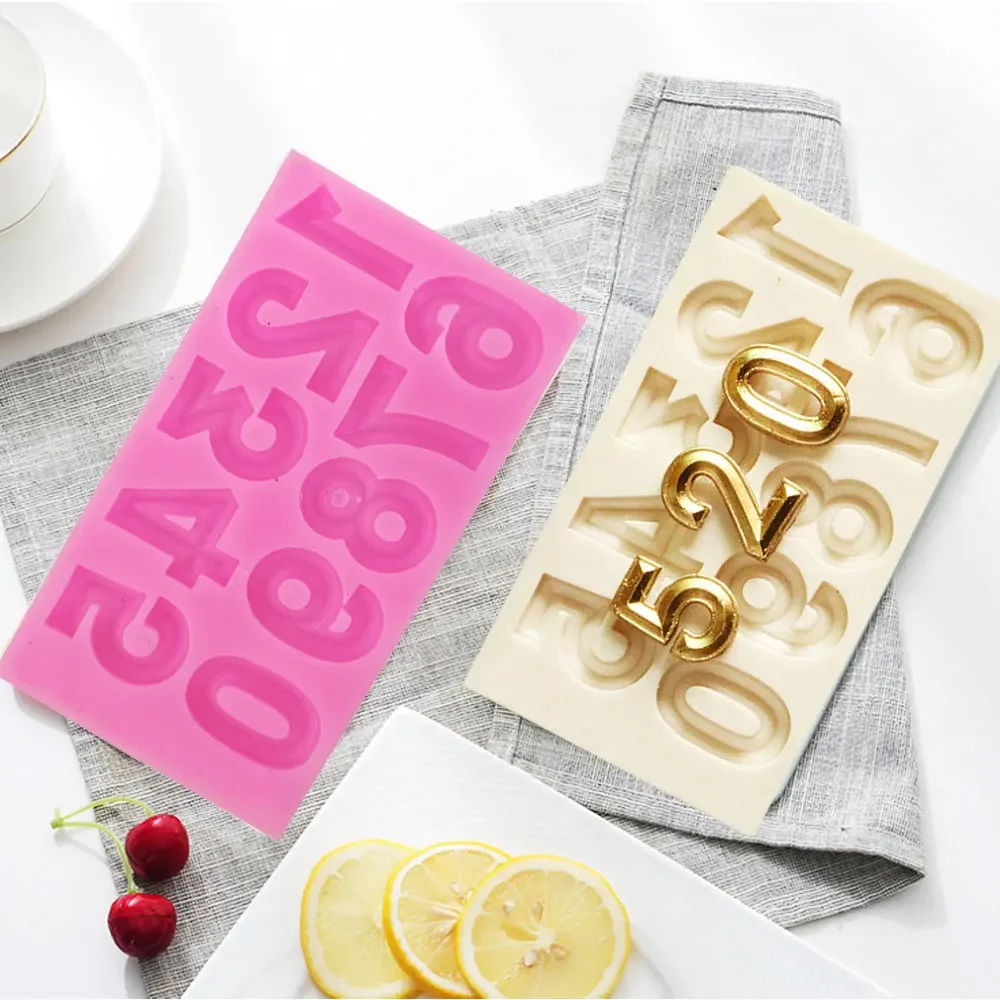 Aesthetic Numbers Candle Molds Set Number Silicone Fondant Mould Cake ...