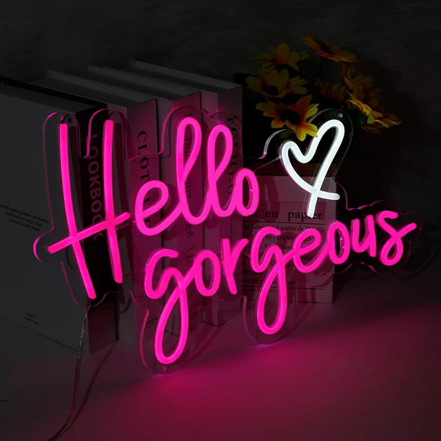 Hello Gorgeous Neon Sign Pink Led Neon Sign for Wall Decor Personalized ...
