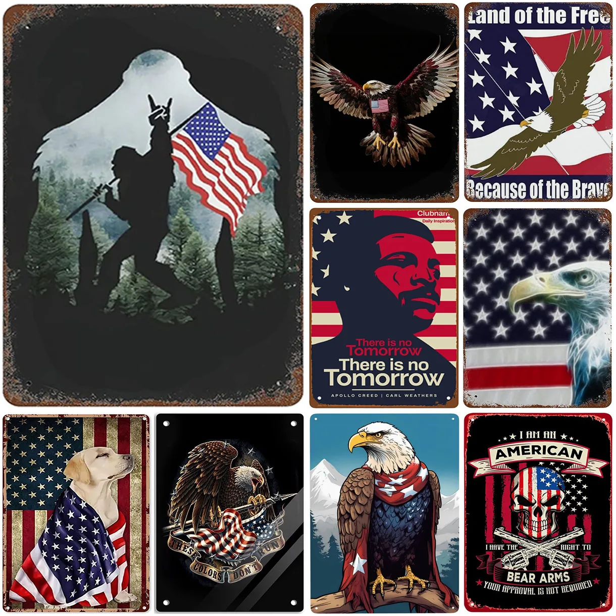Metal-Tin-Signs-American-National-Flags-Wall-Poster-Plaque-Vintage-Iron ...