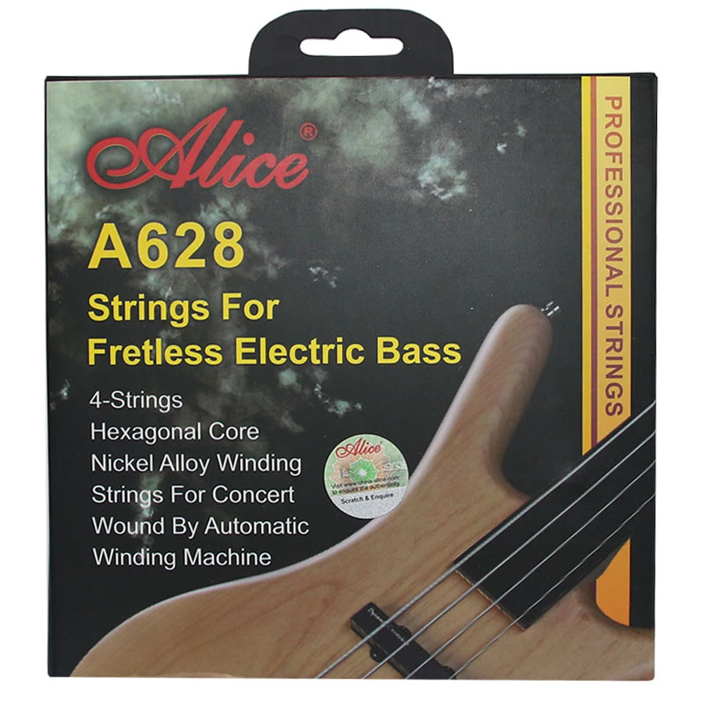 Alice A628 Flat Wound Hexagonal Core Nickel Alloy Wound Gold Ball-end 4 ...