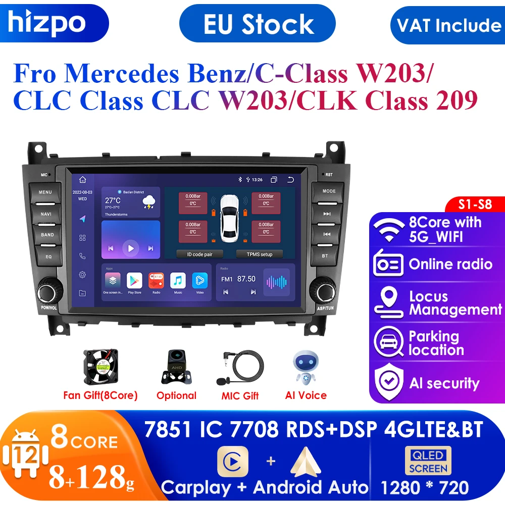 Carplay 4g 2din Android 12 Car Multimedia Player For Mercedes Benz Clc ...