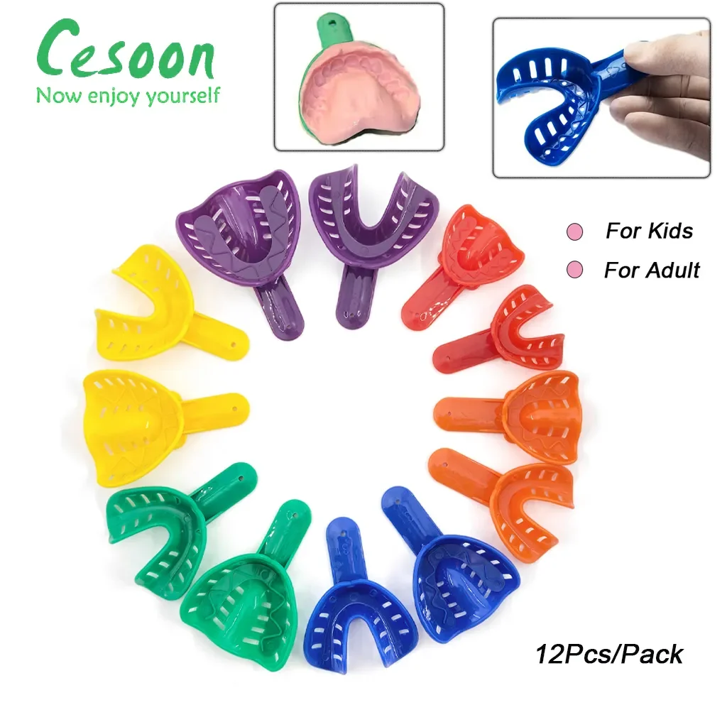 12Pcs-Disposable-Plastic-Dental-Impression-Trays-Colorful-Teeth-Holder ...