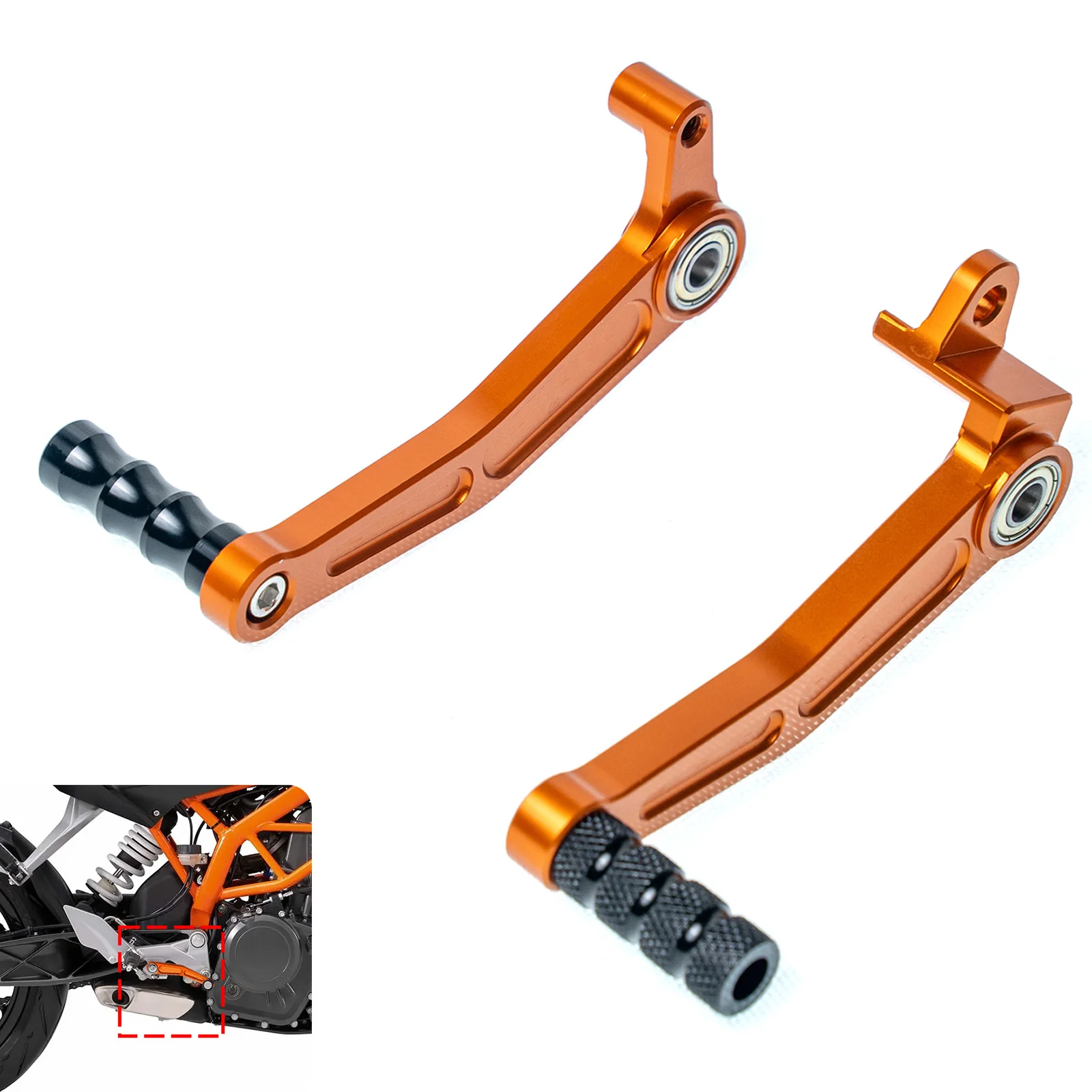 Motorcycle-Foot-Brake-Lever-and-Gear-Shift-Lever-Orange-Black-CNC-for ...