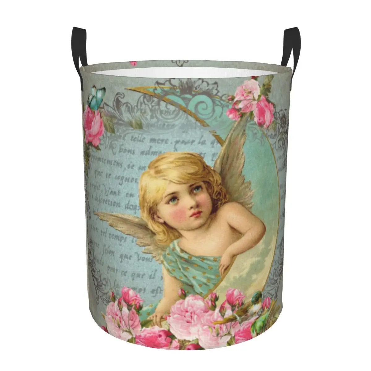 Vintage Rose Victorian Angel Laundry Basket Foldable Clothes Hamper for ...