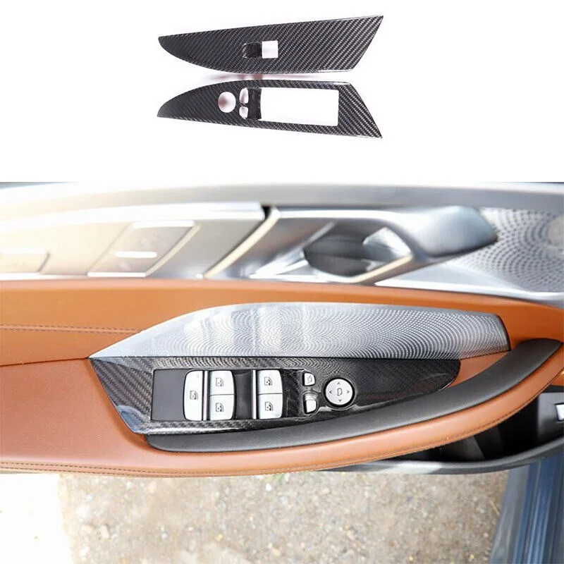 Real-Dry-Carbon-Fibre-Car-Window-Lift-Switch-Cover-Trim-Fit-For-BMW-8 ...