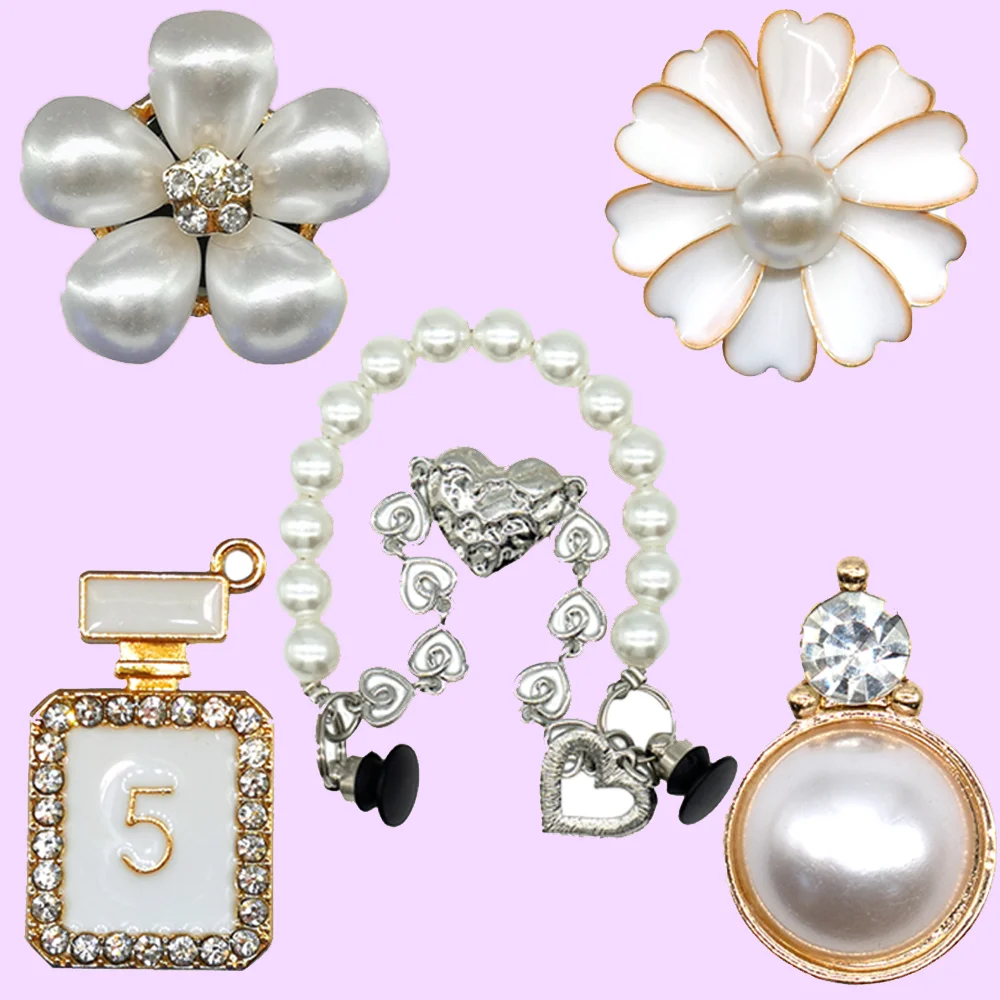 1/5pcs Luxury Metal Shoe Charms Designer Shoe Clip Decorations Pearls ...