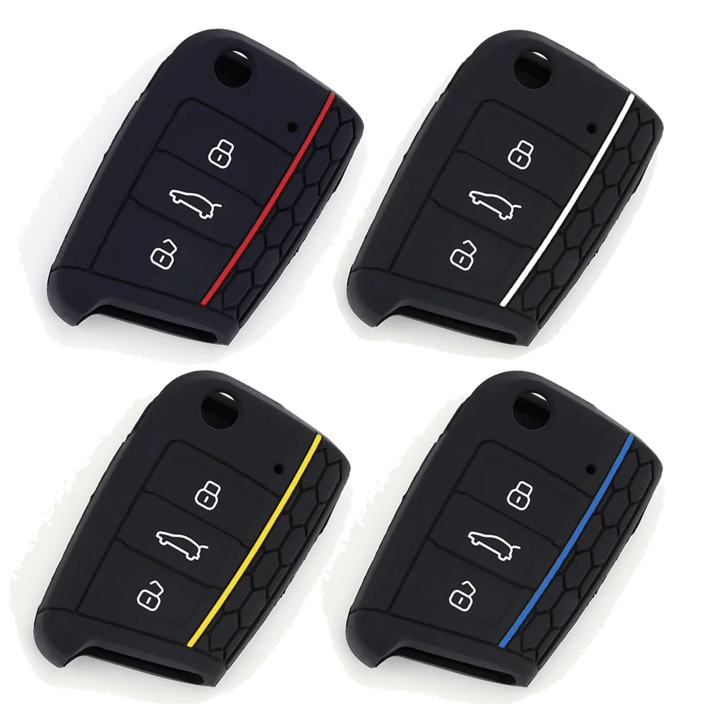 Car Key Case Silicone Cover for VW Golf 7 MK7 3 Buttons Flip Folding ...