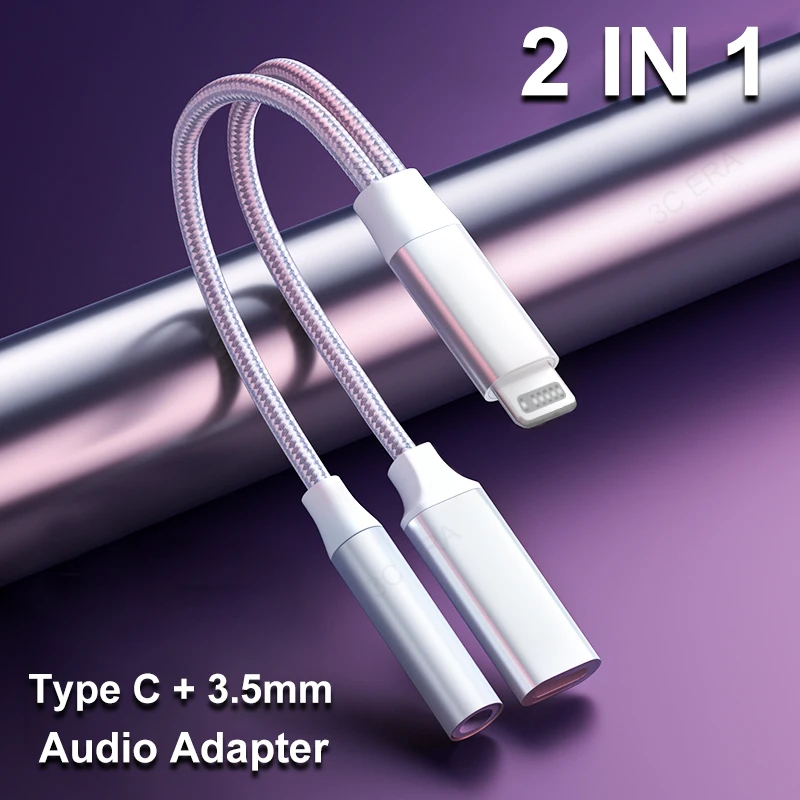 2-IN1-3-5mm-Jack-Headphones-Audio-adapter-For-iPhone-14-13-12-11-XR ...