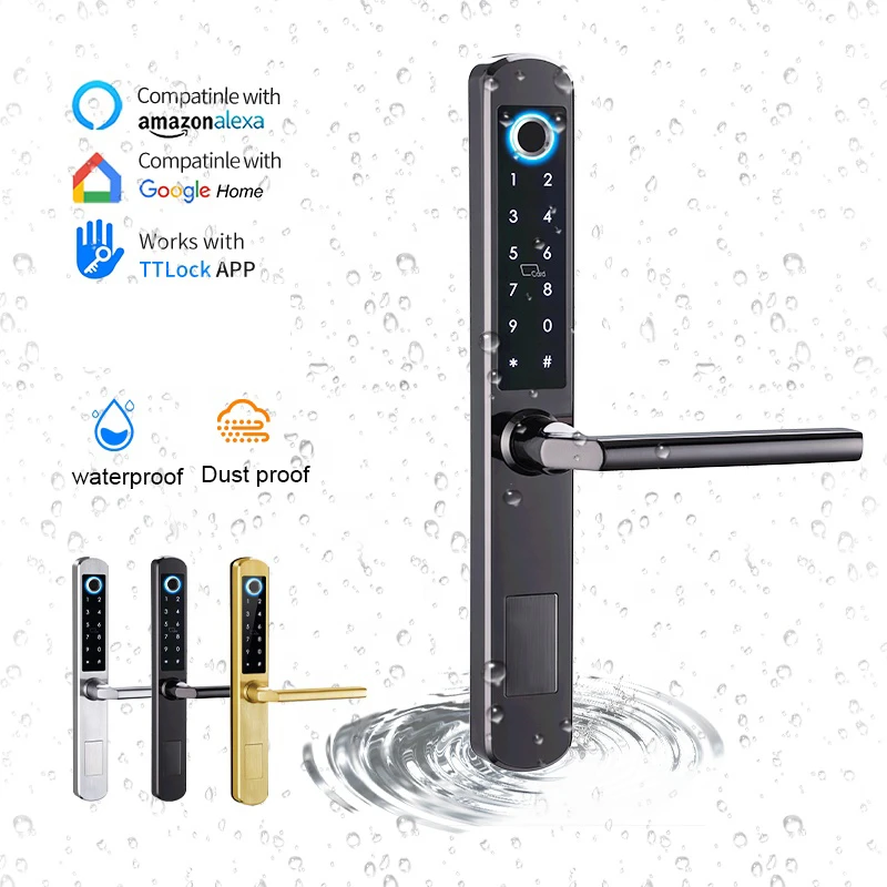 Ip66 Aluminum Patio Sliding Glass Door Smart Lock Tt Lock App Handle ...
