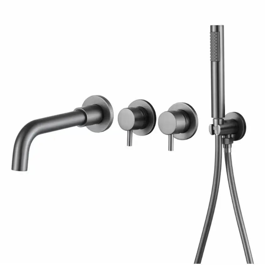 Gunmetal Solid Brass bathtub Shower faucet Set Shower Hand Shower ...