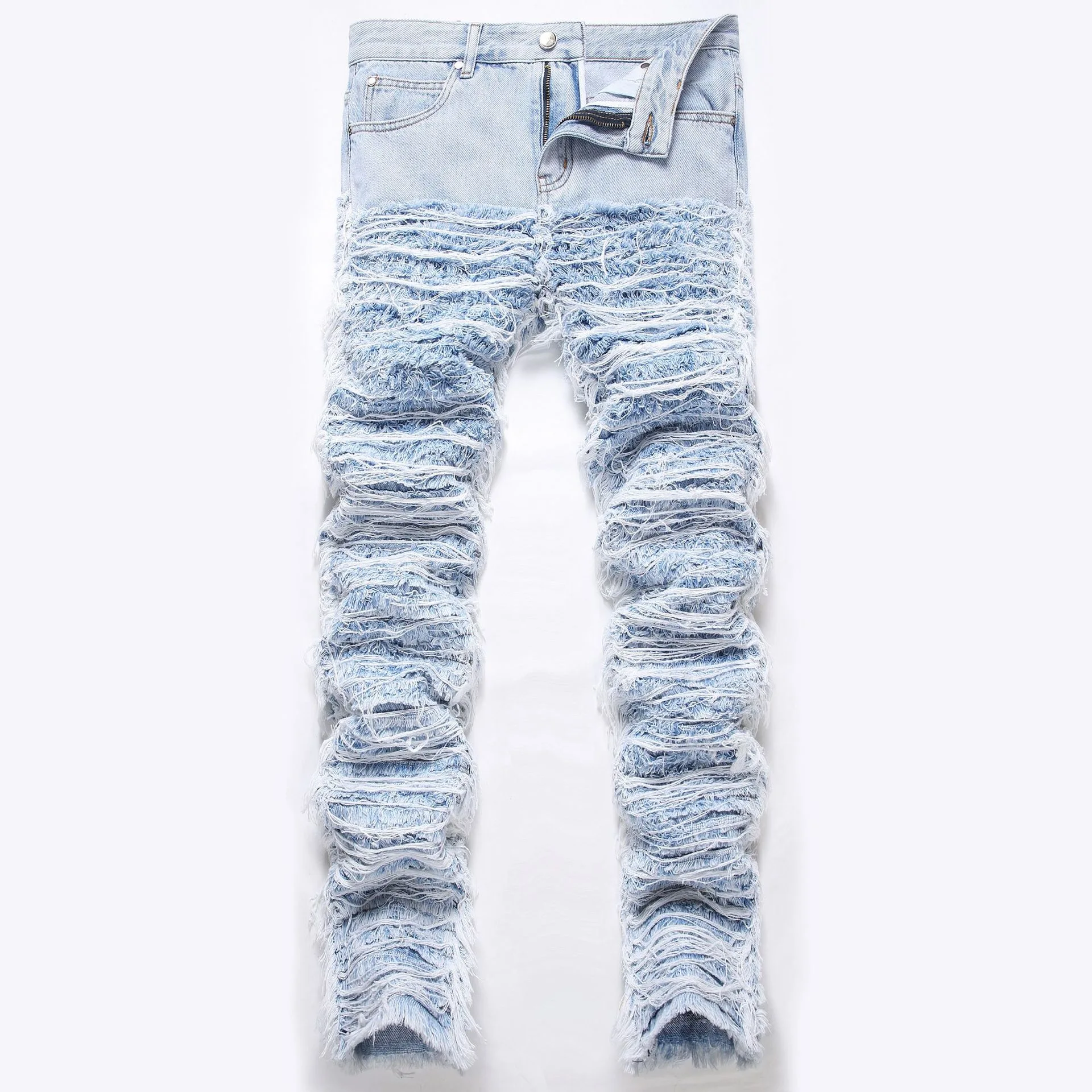 European-Heavy-Industrial-Men-Stacked-Jeans-Non-stretchy-Straight-Pants ...