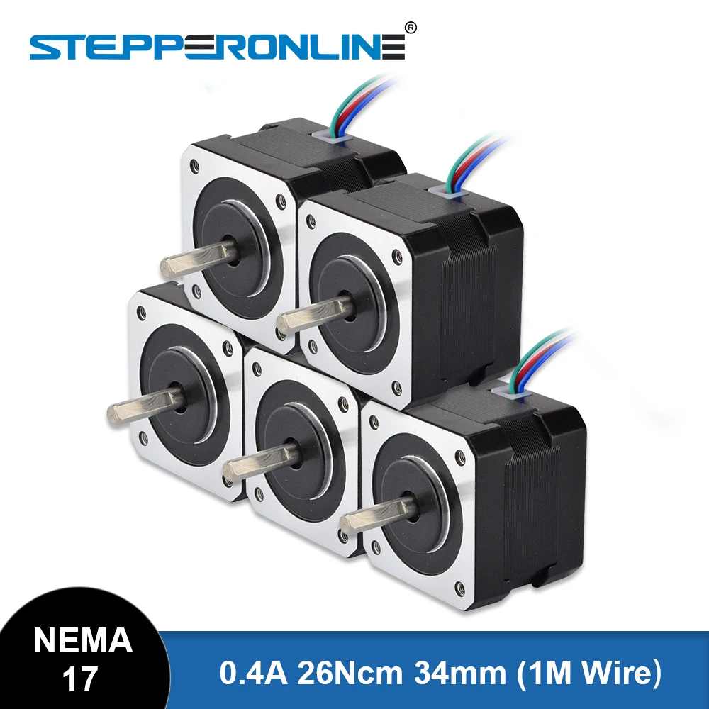 5PCS-Nema-17-Stepper-Motor-34mm-0-4A-26Ncm-36-8oz-in-12V-Bipolar-Nema17 ...