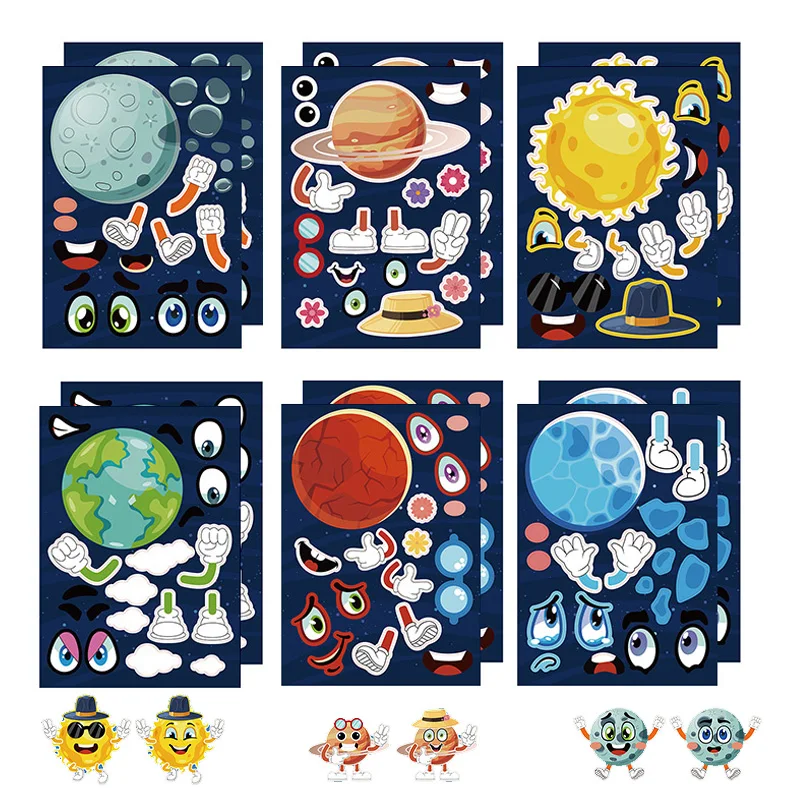 6-12Sheets-Outer-Space-Planet-Kids-DIY-Stickers-Children-Puzzle-Games ...