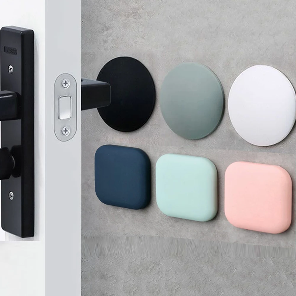 1pc Silicone Door Stopper Round/square Self Adhesive Mute Doorstop ...